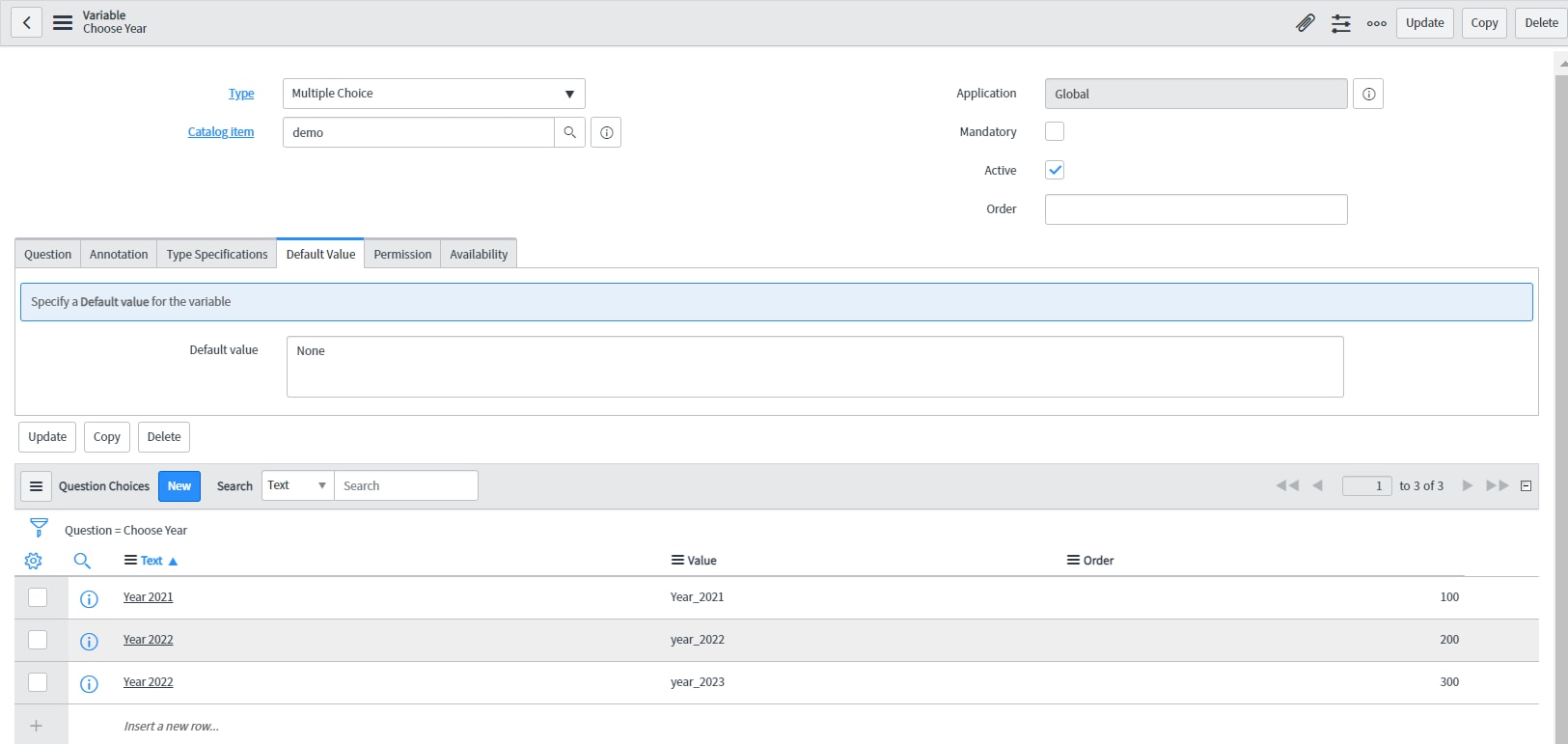 Solved: Dropdown Variable for catalog item - ServiceNow Community