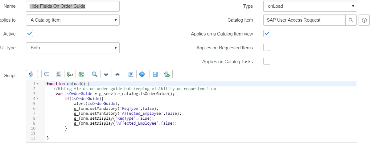 Solved: hiding variables on order guide - ServiceNow Community