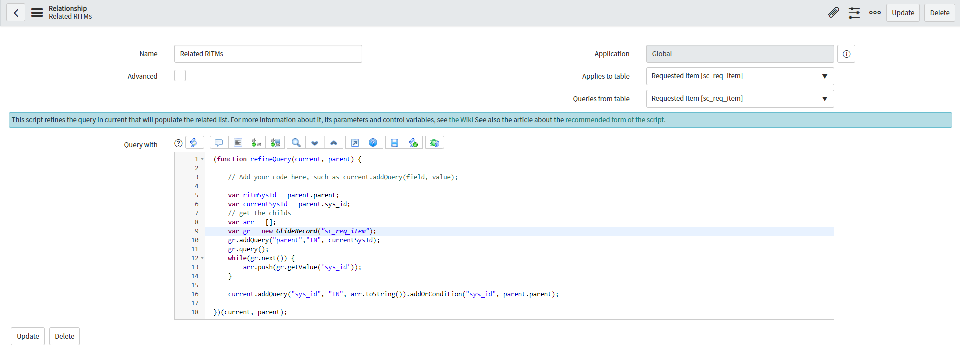 Solved: Want to show parent as well as RITM child number i... - ServiceNow Community