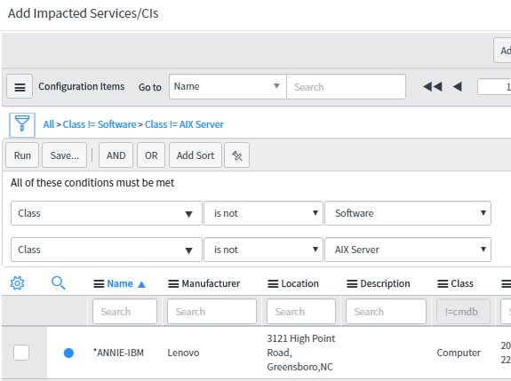 How to add filter condition in Impacted Services/C... - ServiceNow ...
