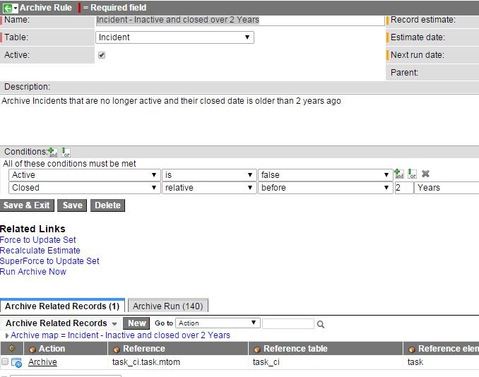 Archiving Related records - ServiceNow Community