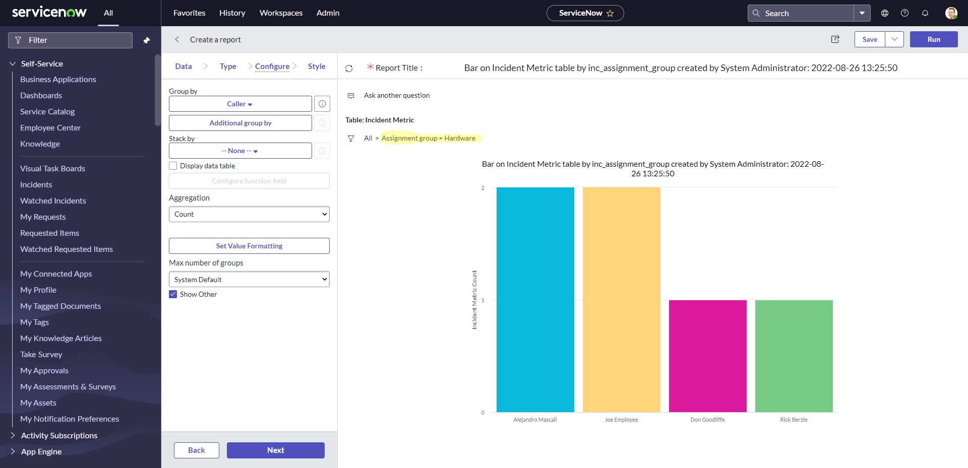 Solved: Report on Assignment Group Changes for particular ...