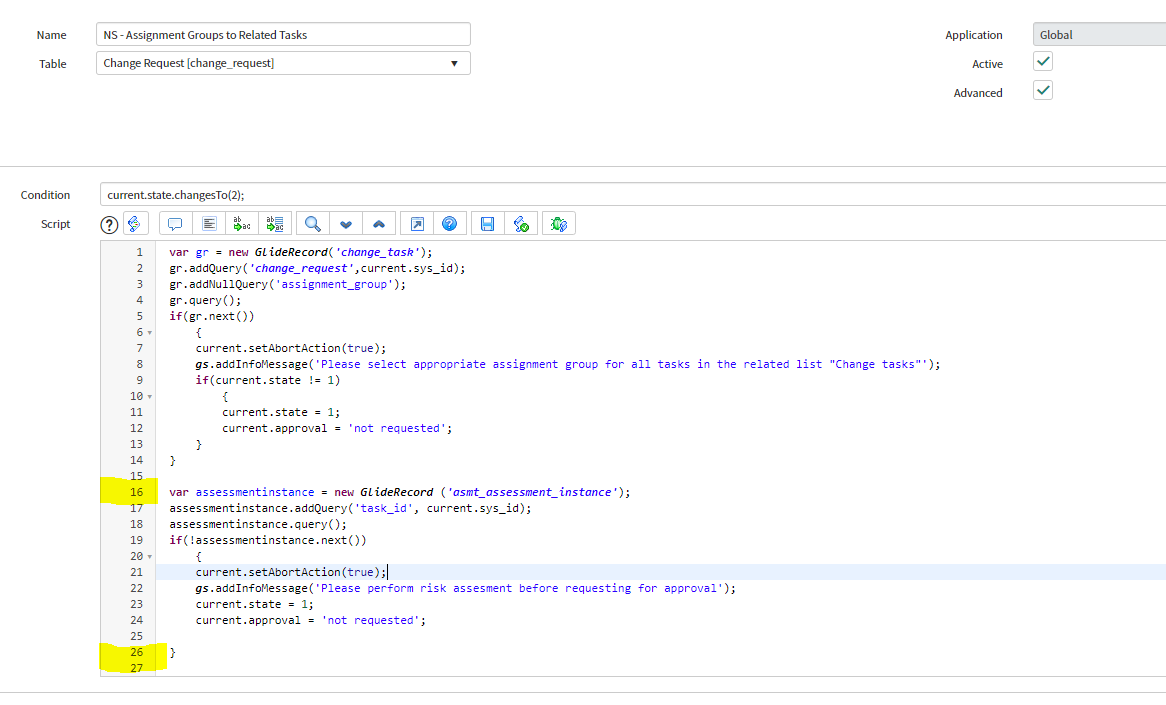 Solved: How to make Risk Assessment Mandatory on Change Re ...