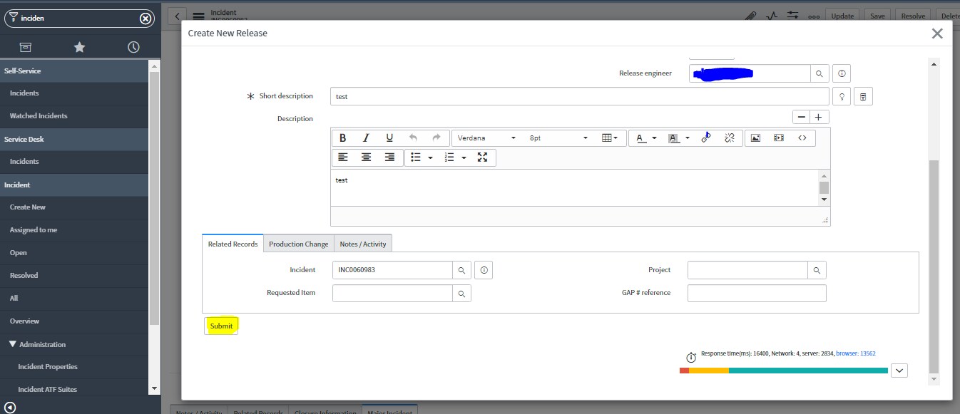 How to click Submit UI Action present on pop-up Mo... - ServiceNow ...