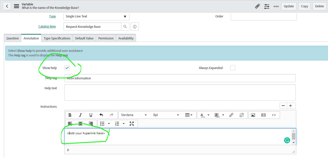 Display Hyperlink In Catalog Item Variables - ServiceNow Community