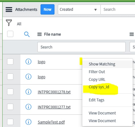 How to get SYS_ID from attachment table - ServiceNow Community