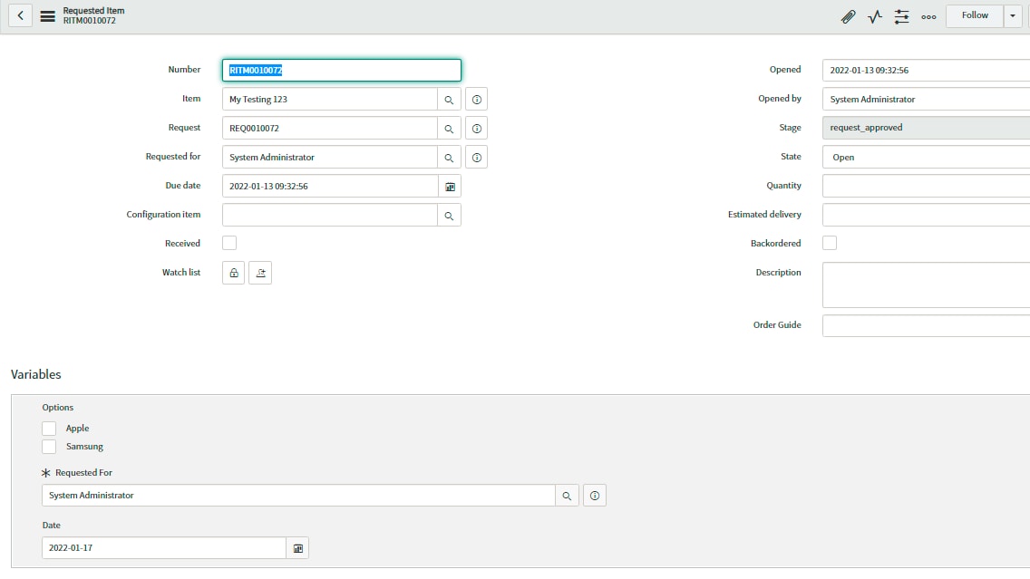 Solved: How to write UI action script to bring RITM variab... - Page 3 ...
