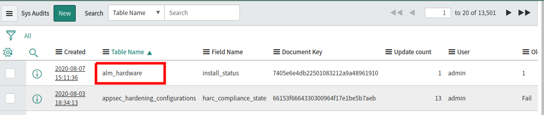 Where is audit history for alm_hardware table stor... - ServiceNow ...