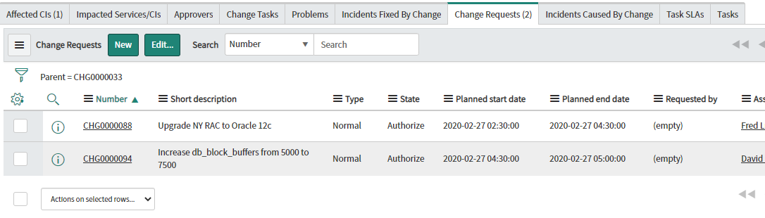 Solved: Parent child relationship in a change request - ServiceNow ...