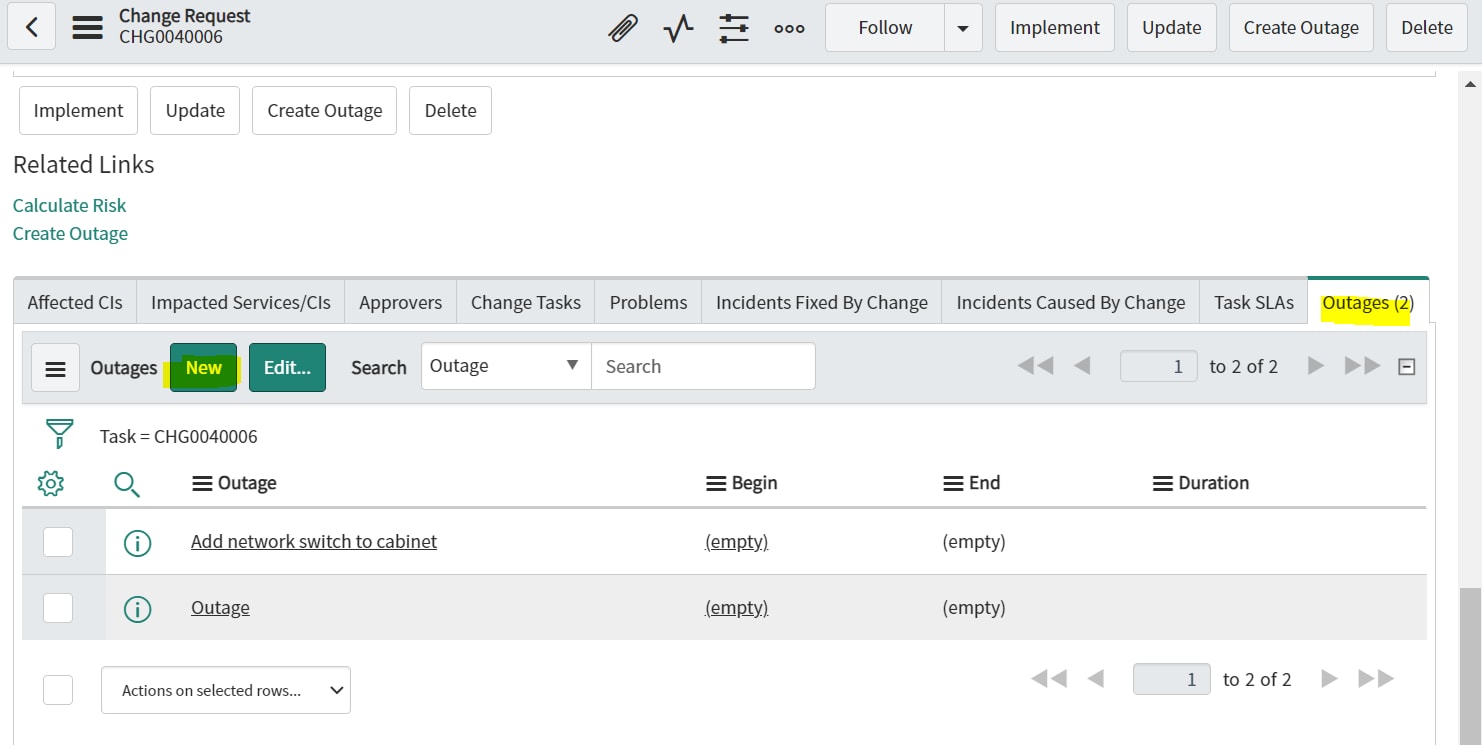 Solved: Make Type in the Outage Record "Planned" when crea ...