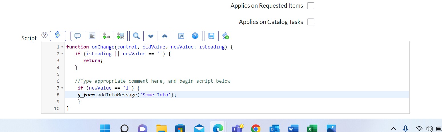 Solved: How to display the info message on task level but ... - ServiceNow Community