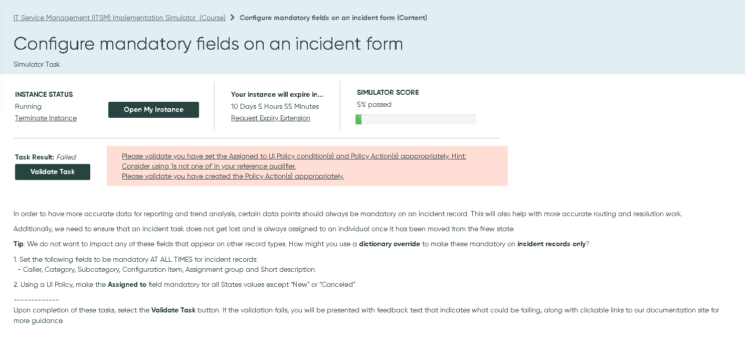 Solved: Configure mandatory fields on an incident form (Ta... - ServiceNow Community