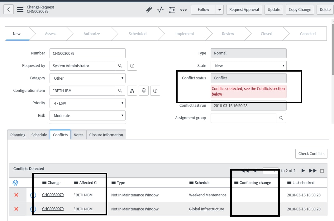 What is Conflict Status in Change Management - ServiceNow Community