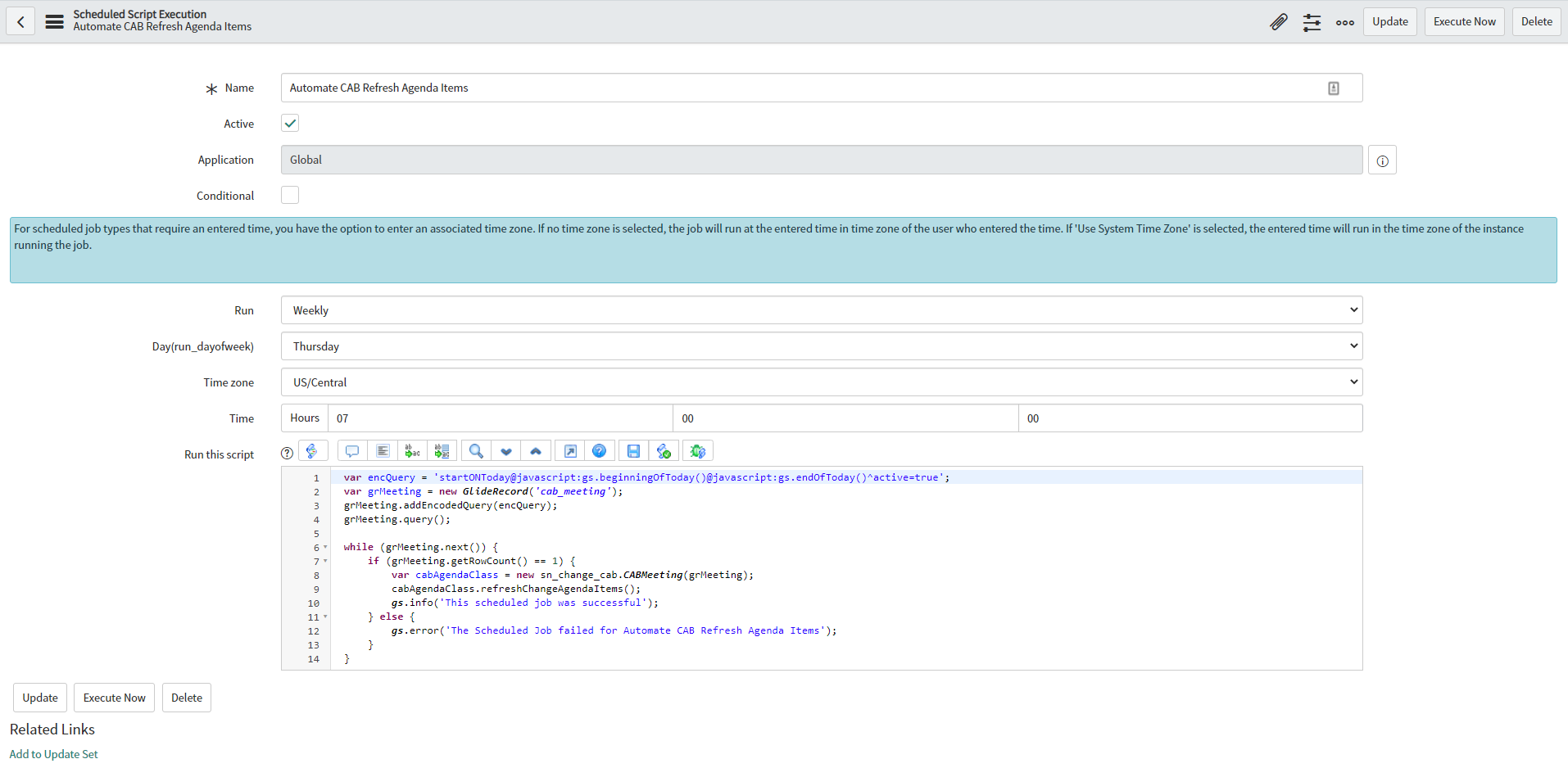 Solved: Auto Populating CAB Meeting Agendas - ServiceNow Community