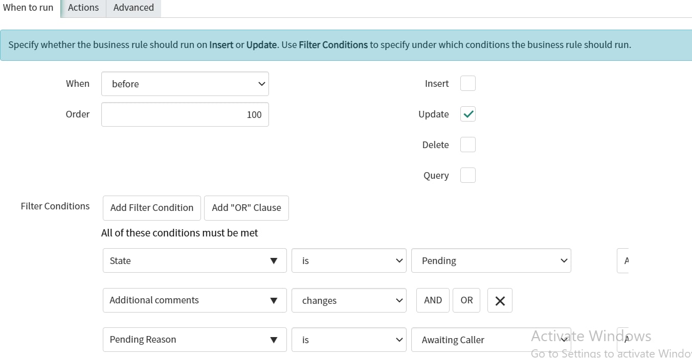 Auto update of state from Pending to Inprogress wh... - ServiceNow ...