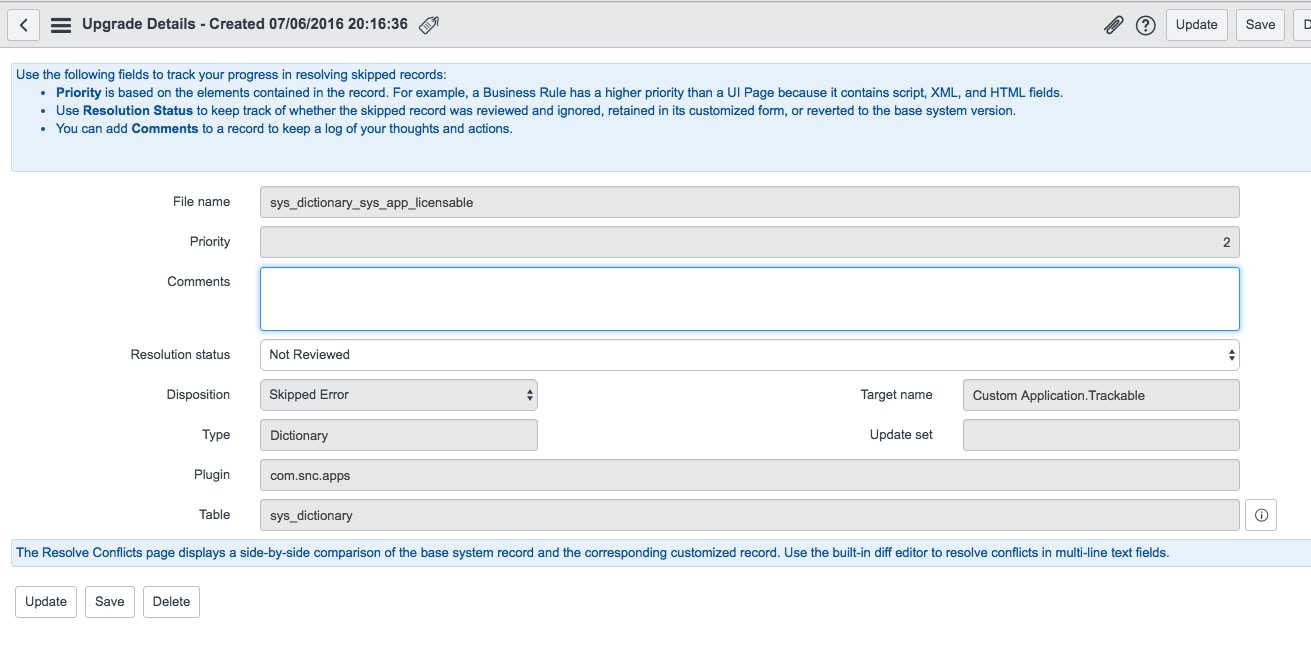 Solved: Re: What does skipped error mean in Upgrade histor... - ServiceNow Community
