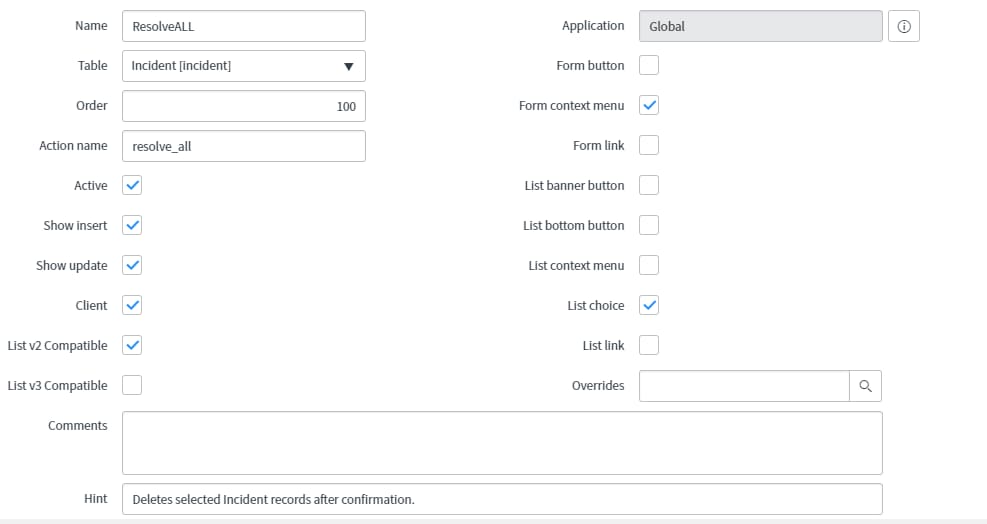 Solved: Multiple incident Resolve OnClick on ui action(Lis ...