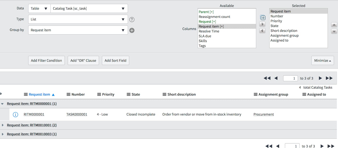 How do you filter/report on tasks within RITMs - ServiceNow Community