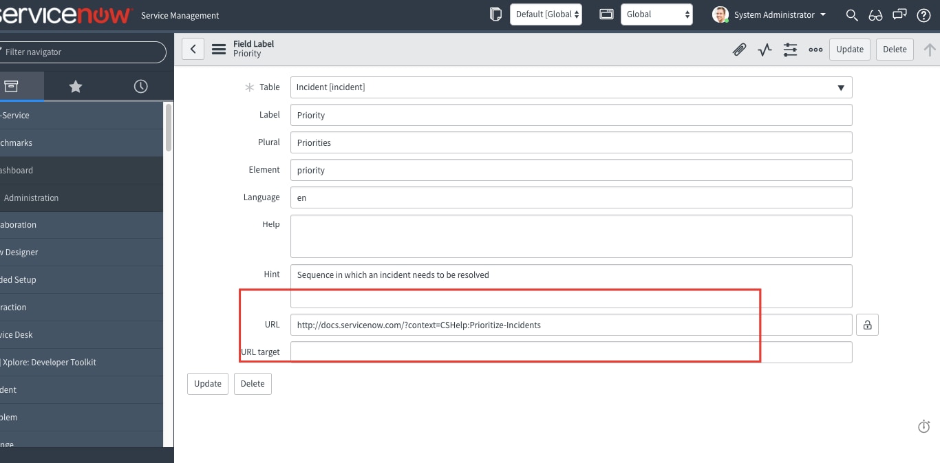 Solved: How to remove the URL link on Priority in the Inci ...