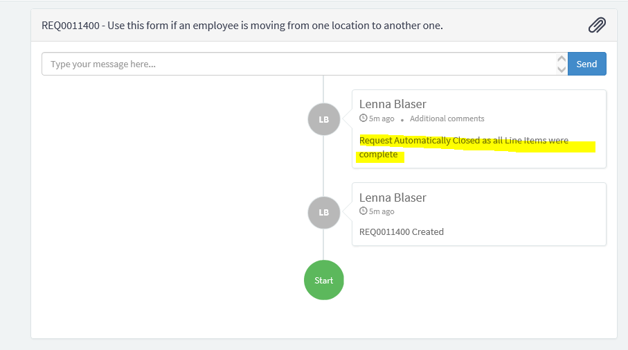 Solved: "Request Automatically Closed as all Line Items we ...