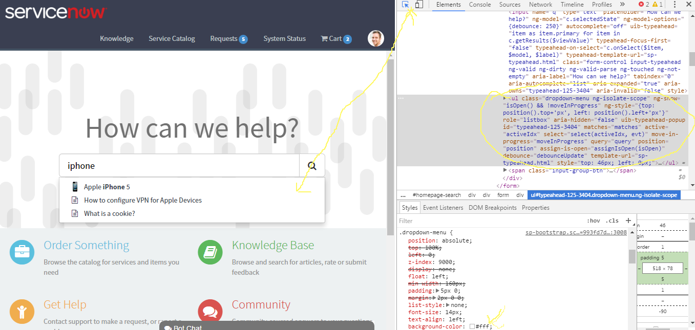 Solved: Search bar on Service portal is overlapping with w ...