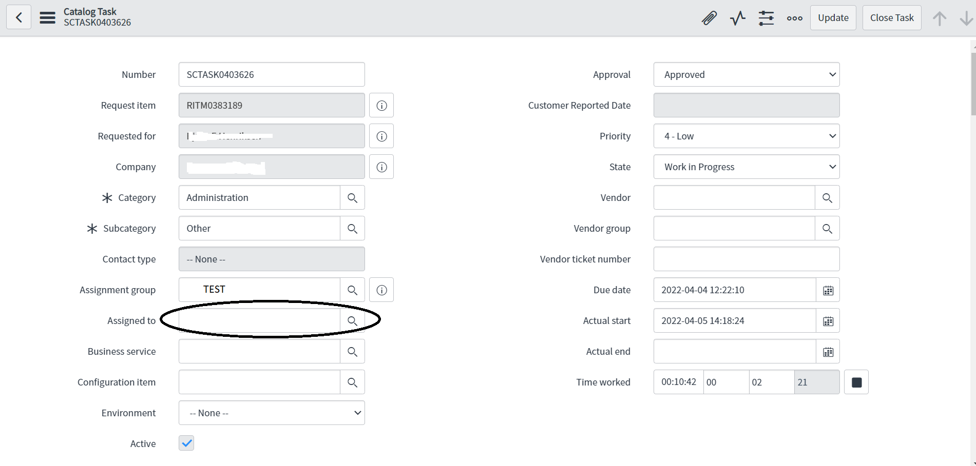 Assigned to field on sc_task becomes empty after s... - ServiceNow ...