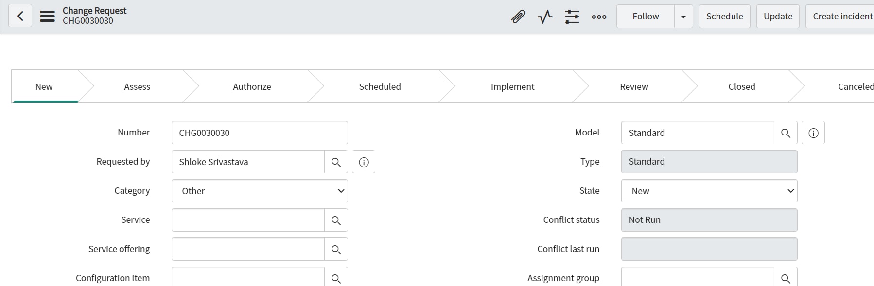 Solved: Unable to create a standard change request record ...