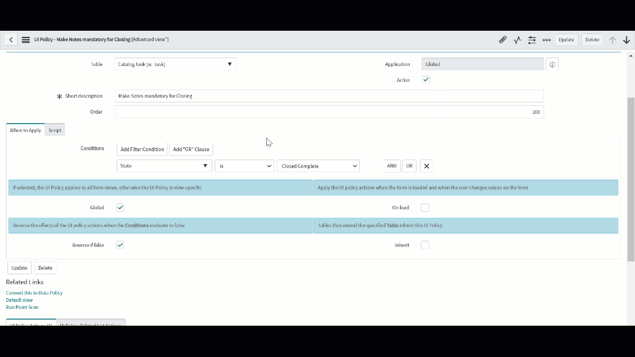 Solved: Adding a Mandatory Close Notes to SCTASK - ServiceNow Community