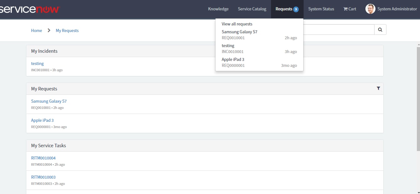 Solved: The request widget in the header menu displays the... - ServiceNow Community