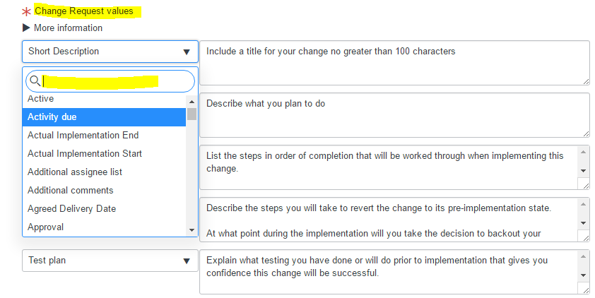 Change request values - Standard Change - Propose ... - ServiceNow ...