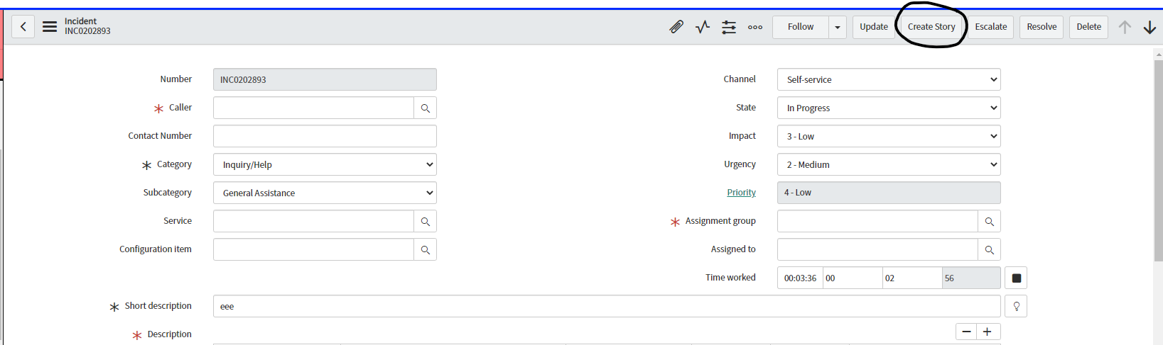 How can I link a Story Record created from an INC ... - ServiceNow ...