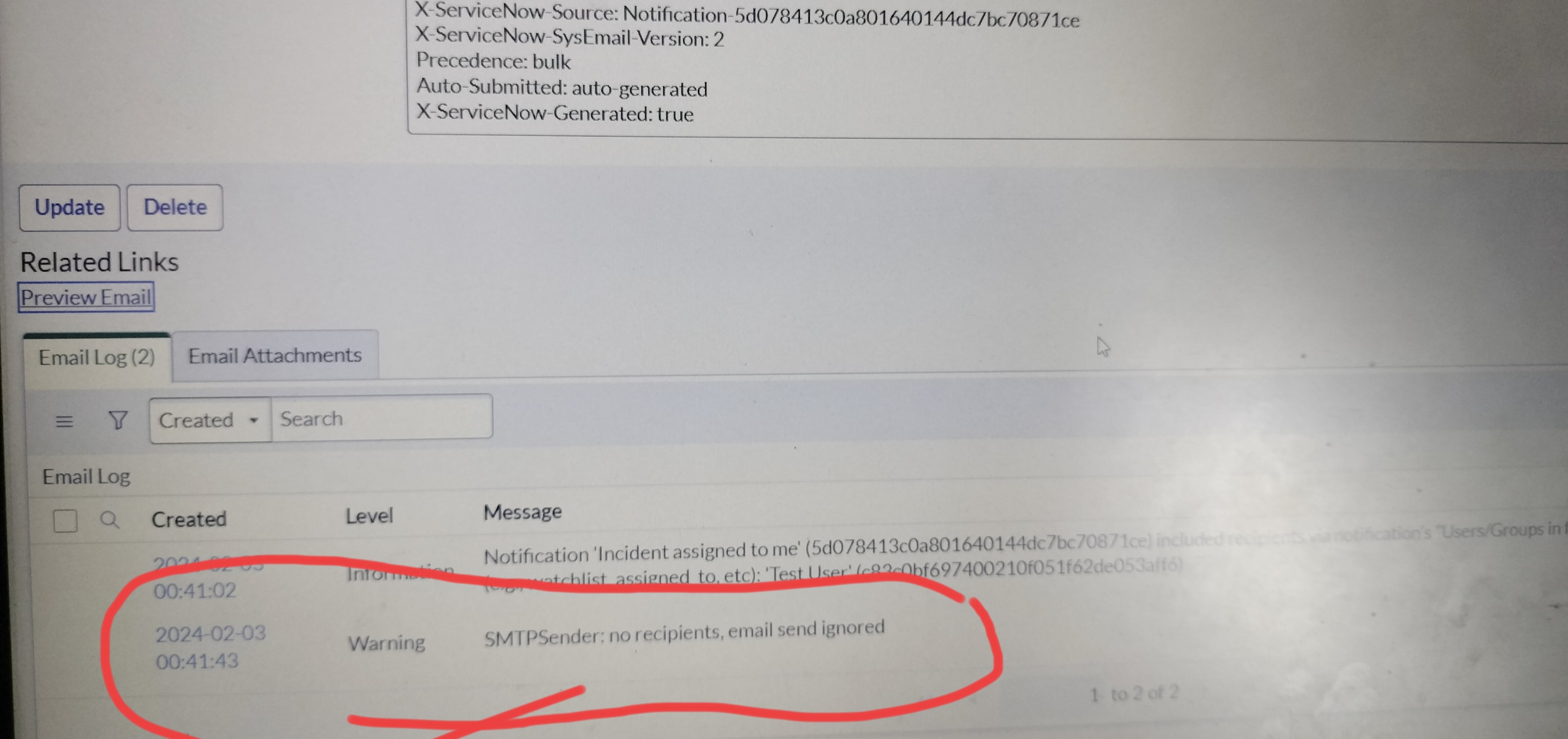 Email send ignored - ServiceNow Community