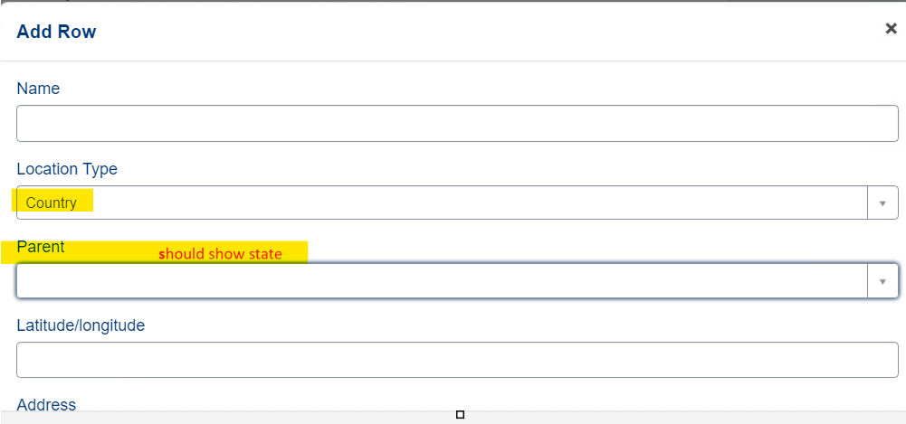 Based on selecting 'location type' as country, sta... - ServiceNow ...