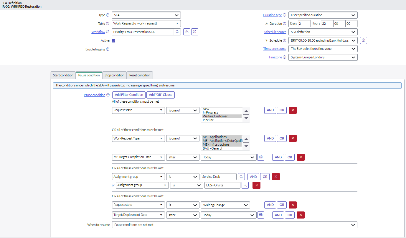 Solved: SLA Resume not working for Date field when Pause c ...