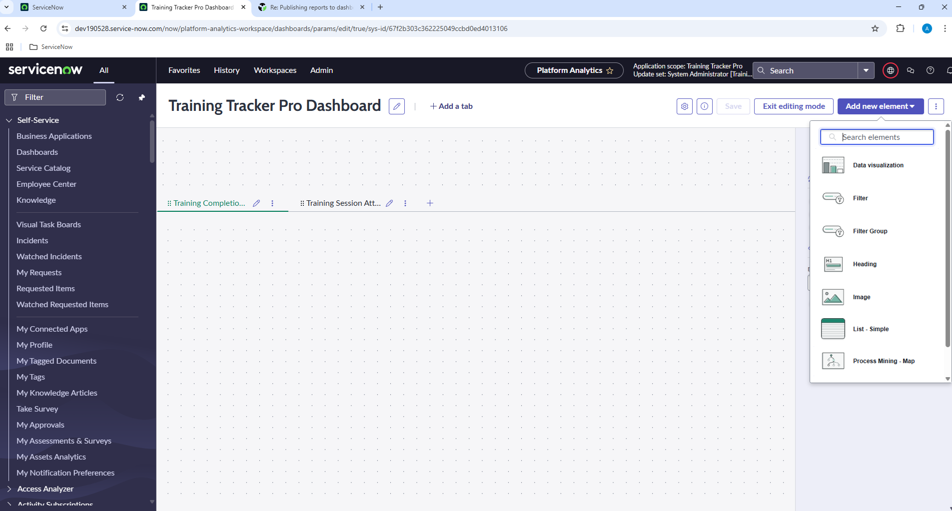 Solved: Publishing reports to dashboard in a scoped applic... - Page 2 ...