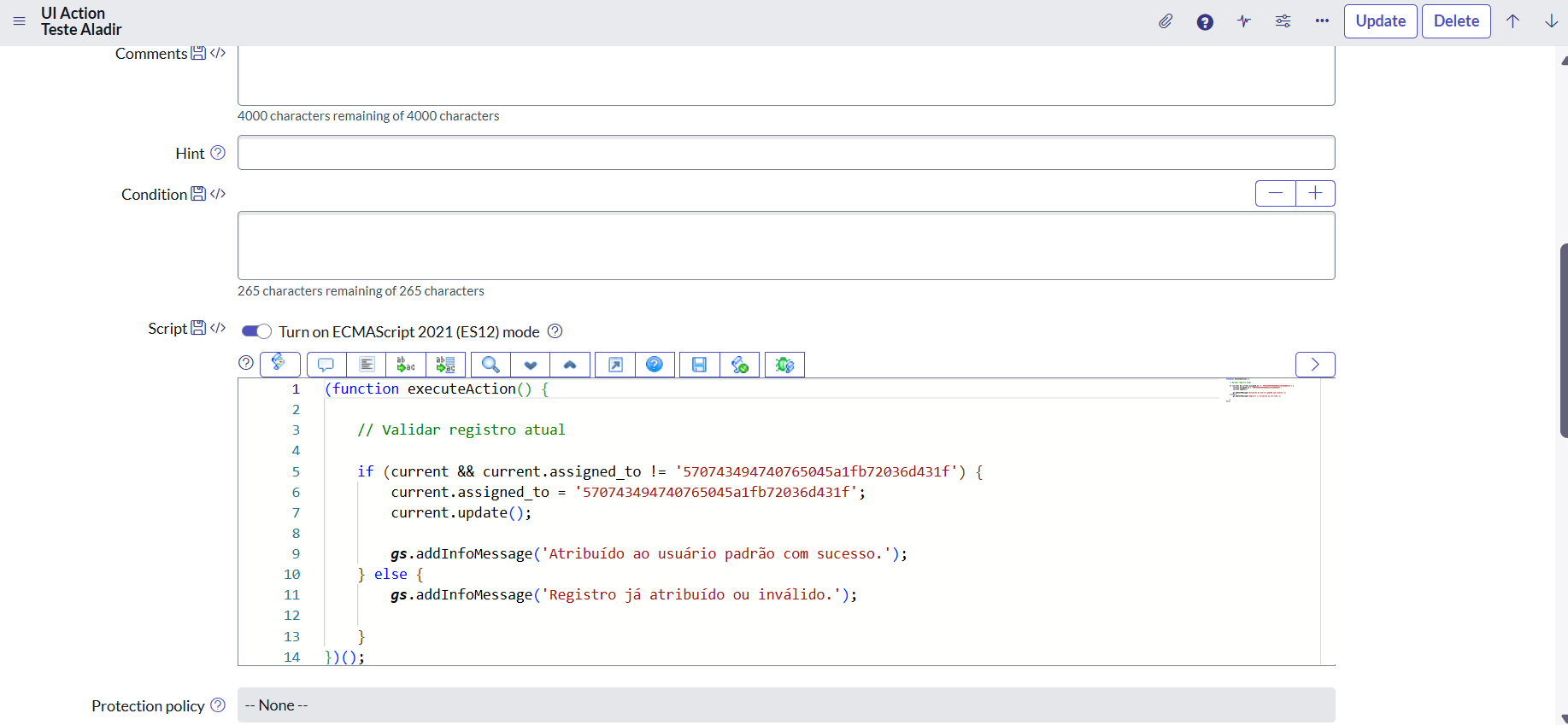 Ui action script doesn´t work - ServiceNow Community