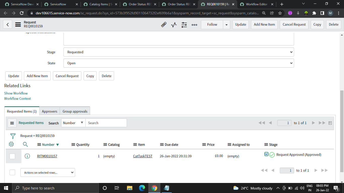 How to configure sc_request stage which is auto ap... - ServiceNow ...