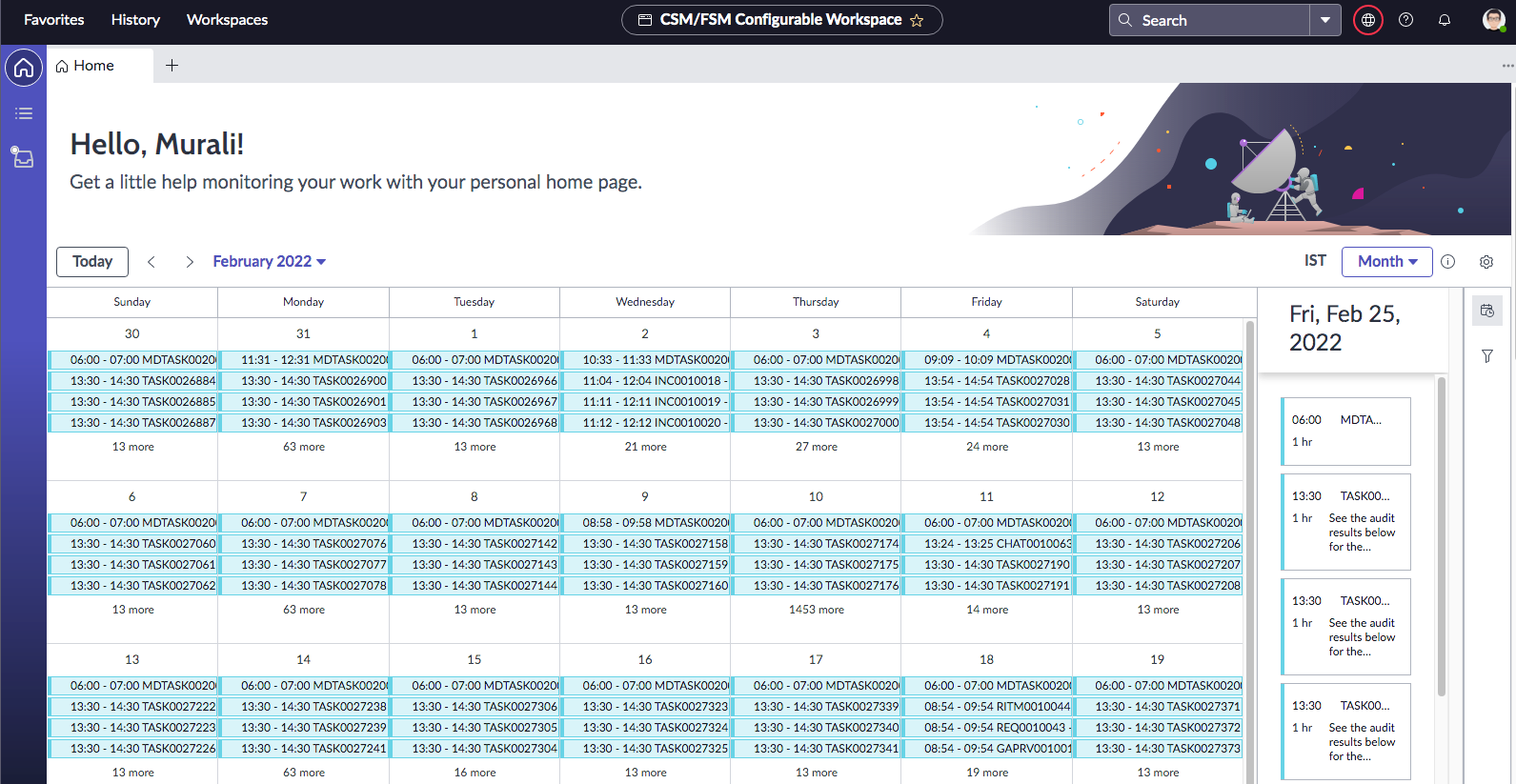 Calendar in Workspace Landing Page - ServiceNow Community