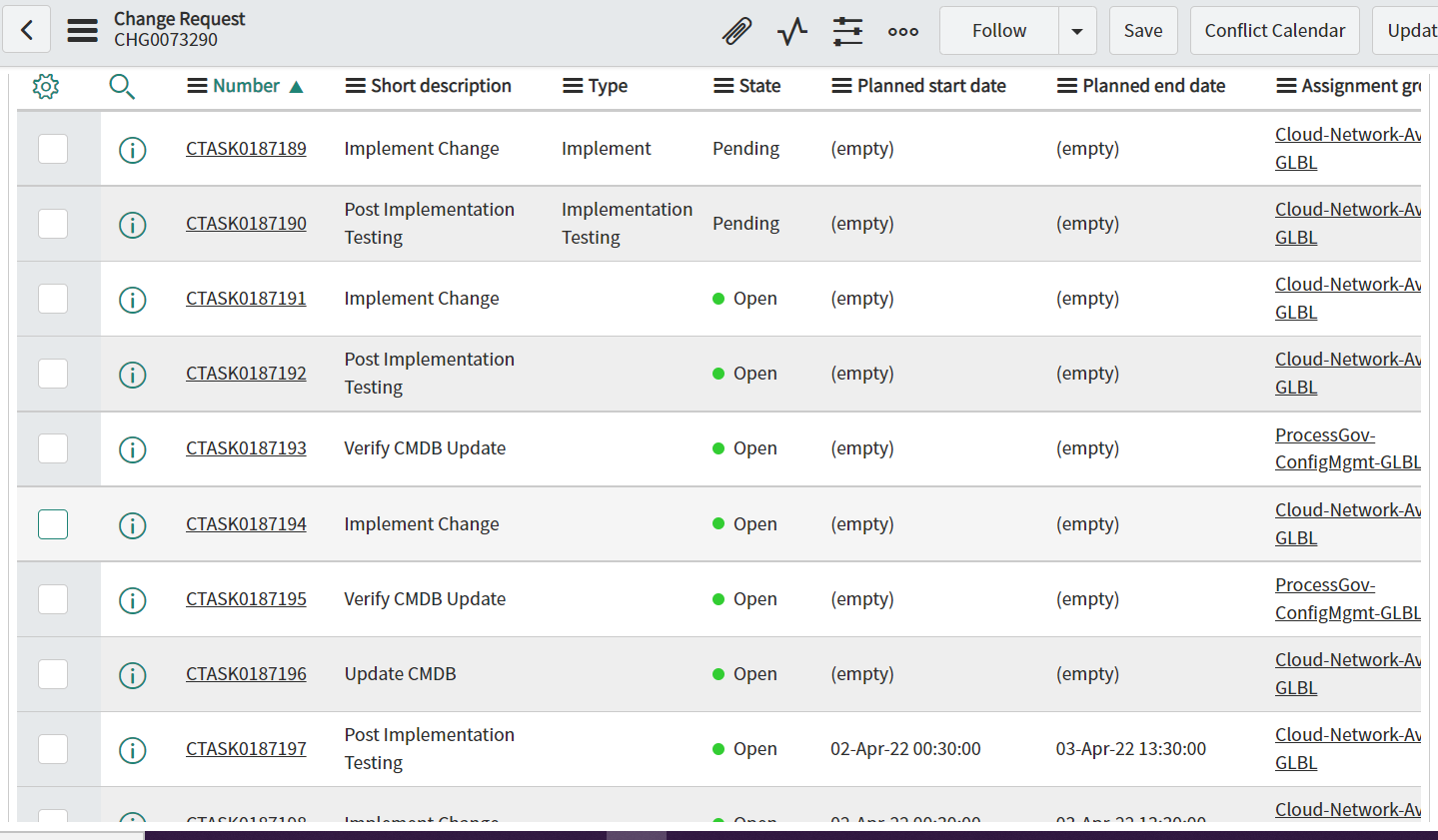 How to prevent multiple change tasks creation when... - ServiceNow ...