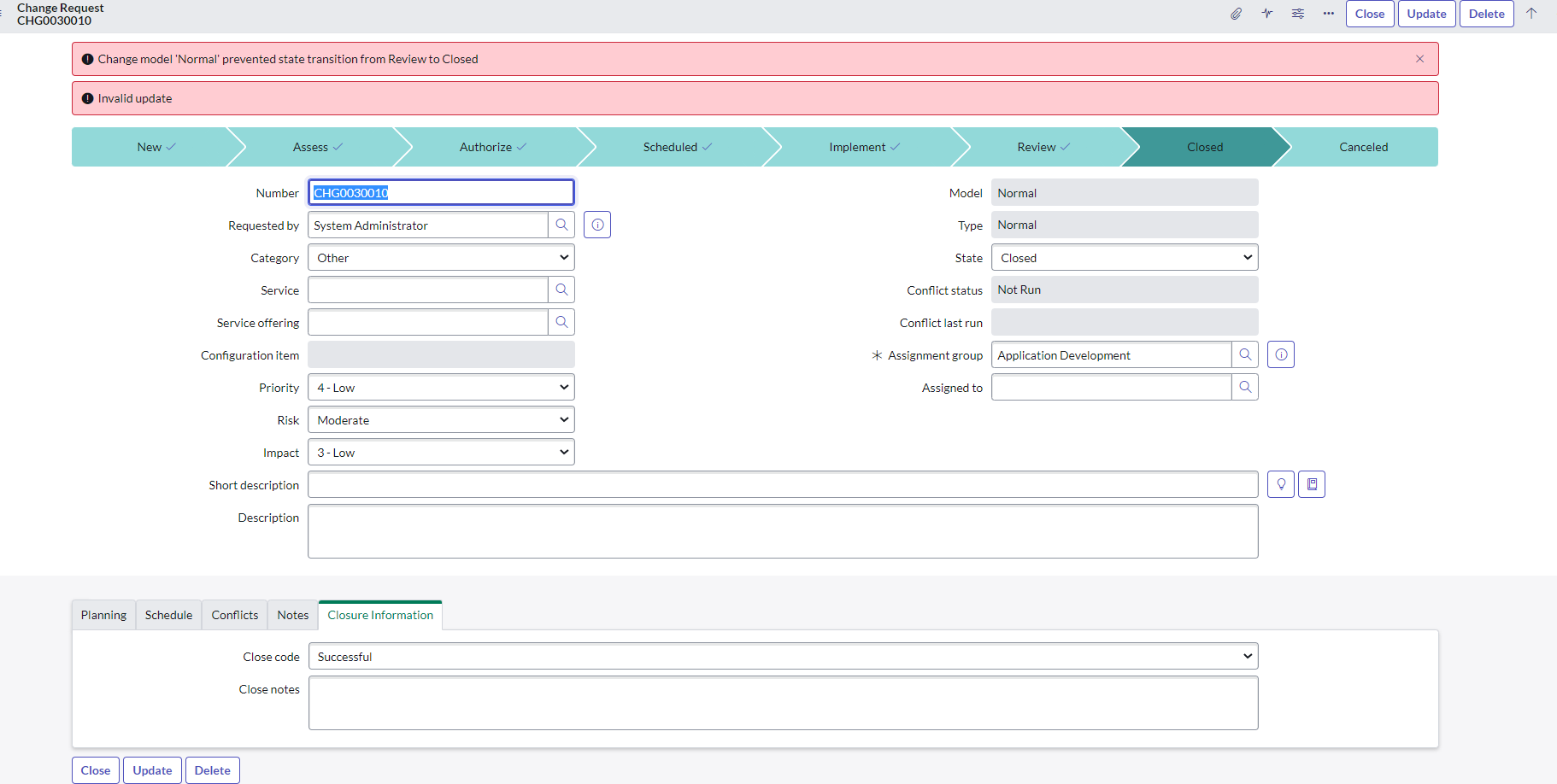 Solved: Error Message Change model 'Normal' prevented stat ...