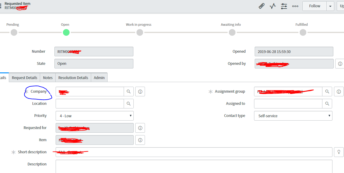 Solved: Company field is not auto populating in the SCTASK... - ServiceNow Community