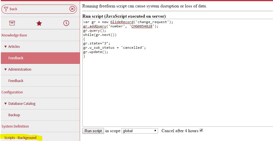 Solved: need to change the change request status from impl... - ServiceNow Community