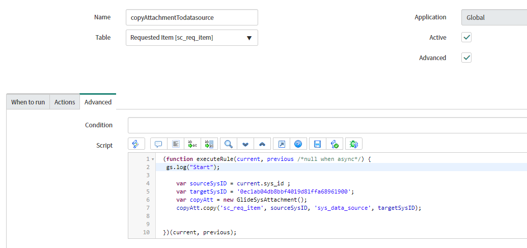 Copy attachment from RITM to data source - GlideS... - ServiceNow Community