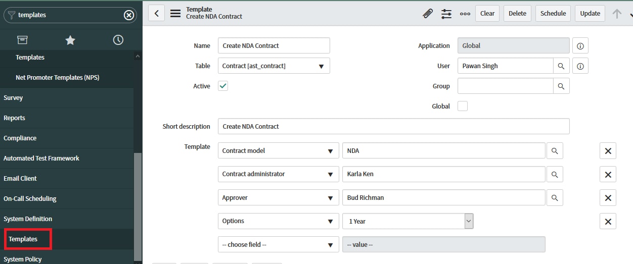 Create form Template with name Create NDA Contract - ServiceNow Community