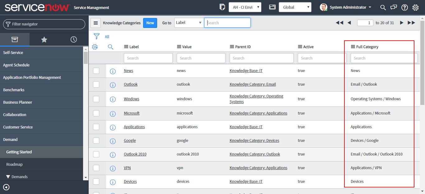 Solved: Is there a way to export knowledge categories whil ...