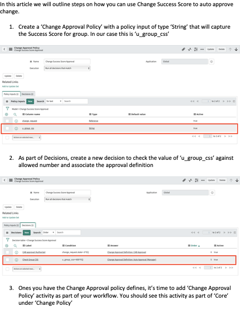 Using 'Change Success Score' as part of 'Change Ap... - ServiceNow ...