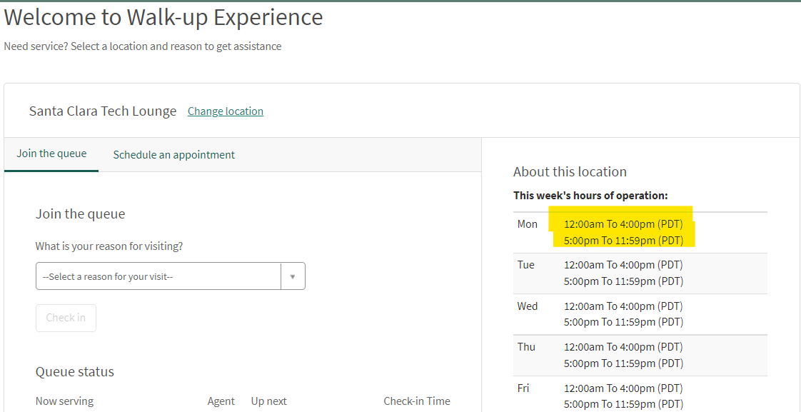 Break time configuration in online walk-up check-i... - ServiceNow ...