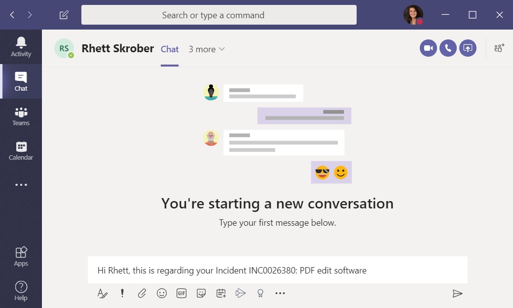 Teams Integration with Incidents - Start new chat ... - ServiceNow ...