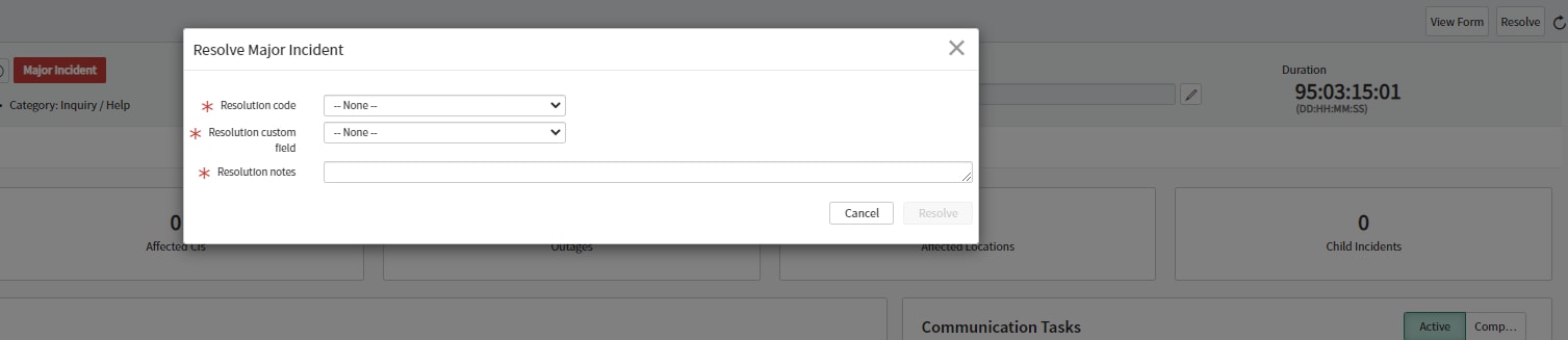 Major Incident Management (MIM) - Edit the Resolve... - ServiceNow ...