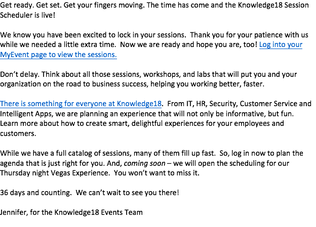 The Knowledge18 Session Scheduler Is Live. - ServiceNow Community